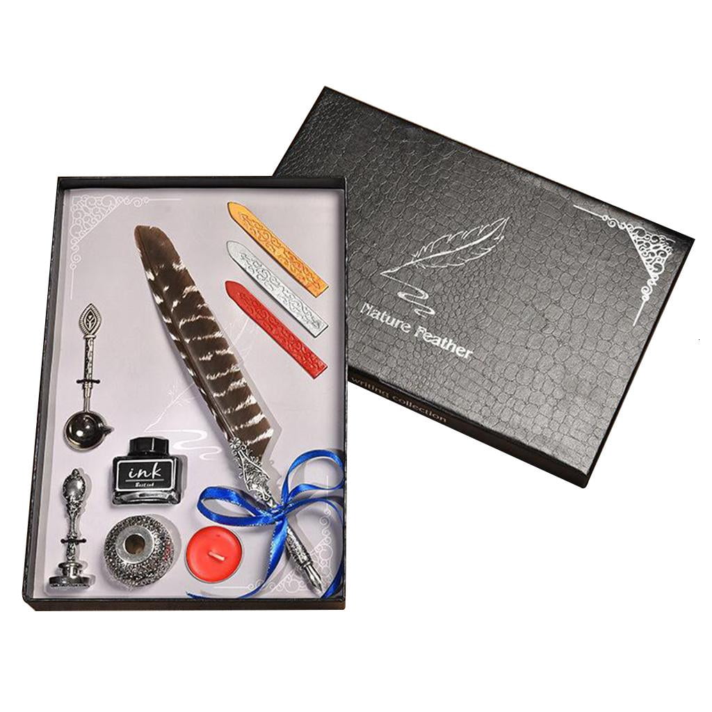 Ywmsfl Retro Gothic Style Quill Pen Set Retro Wax Seal Stamp Kit ...