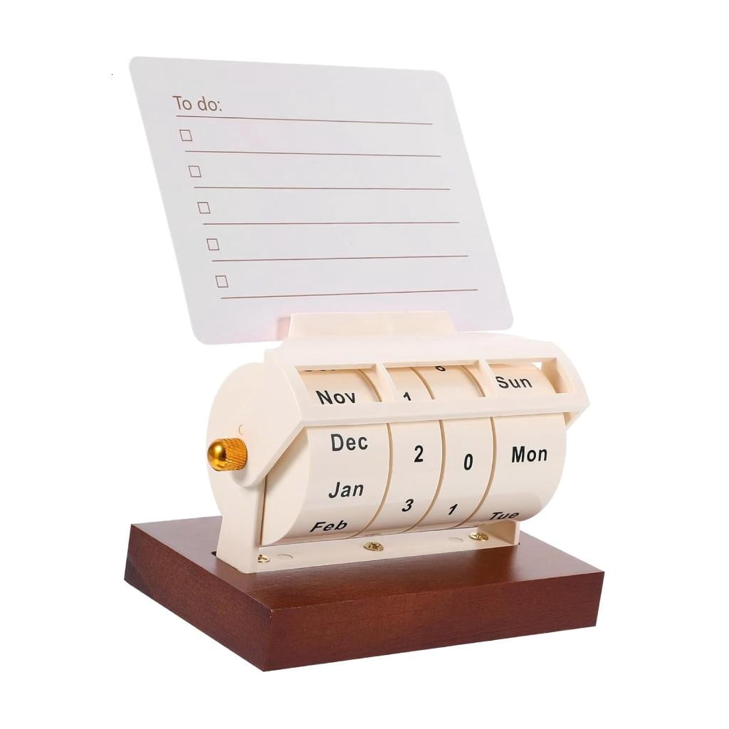 Ywmsfl Rotating Permanent Calendar With Card Slot And Pen Holderfor ...