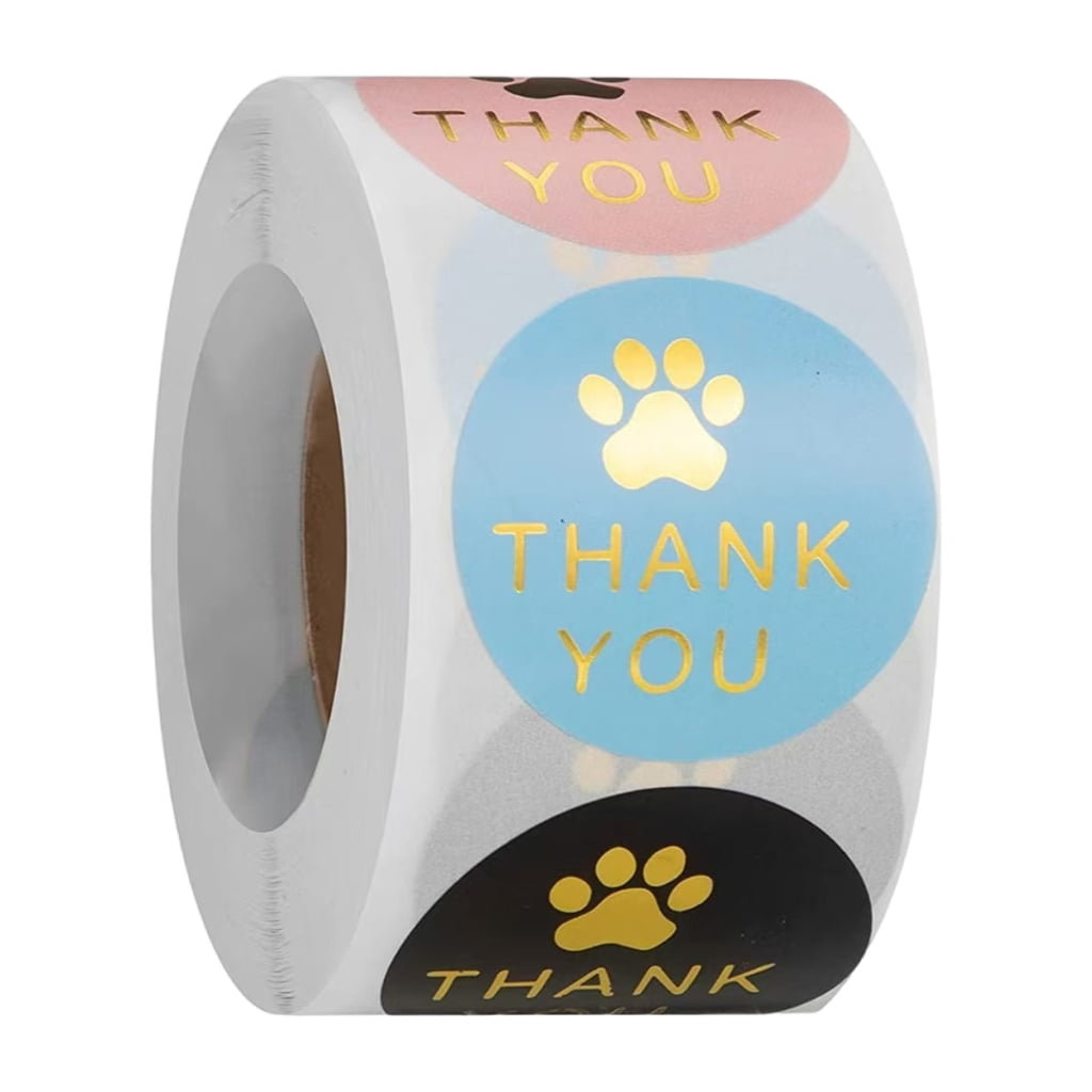 Ywmsfl Round Paws Print Thank You Labels Sticker Envelope Sticker Dog ...
