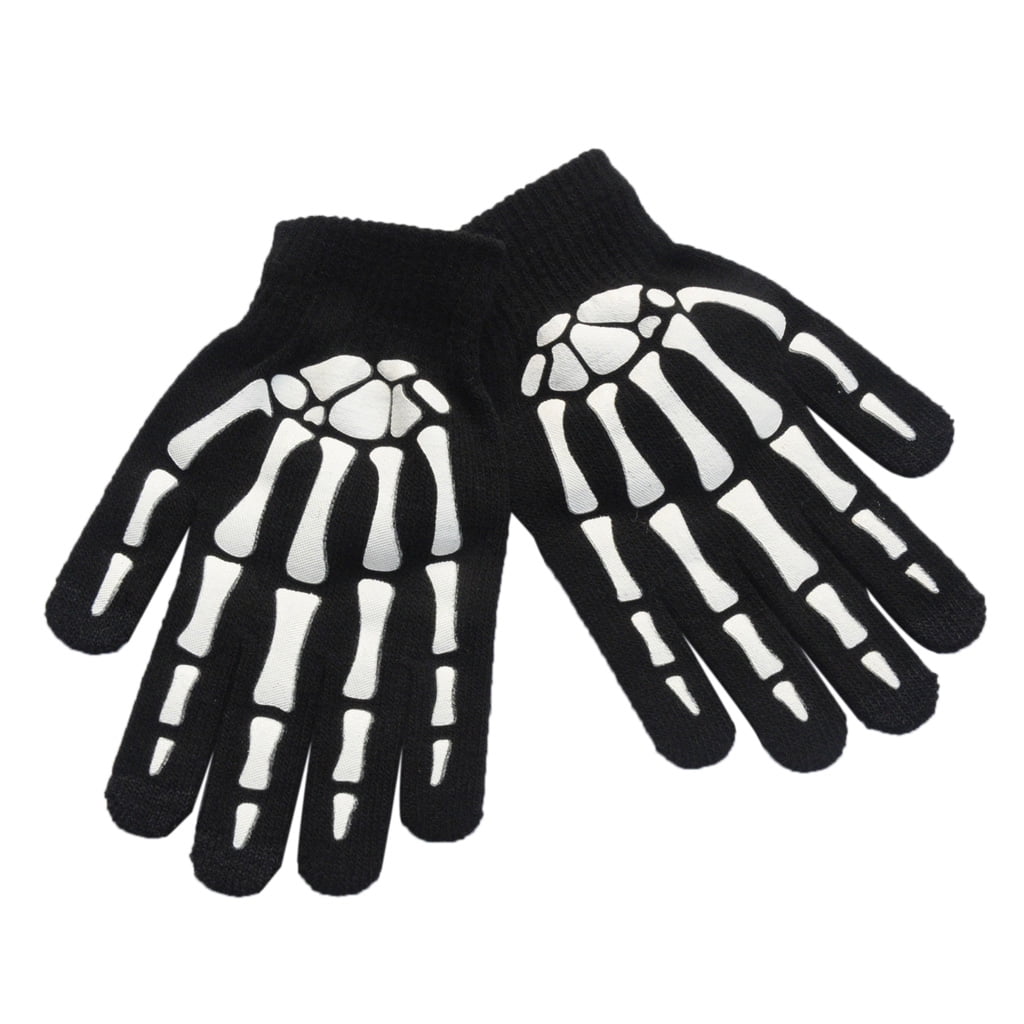 Ywmsfl Unisex Halloween Skeleton Gloves for Women Men Skull Bone ...