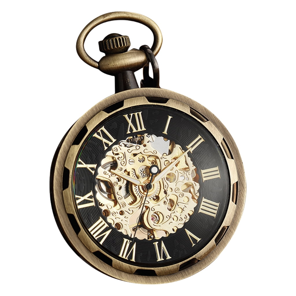 Ywmsfl Vintage Punk Styles Mechanical Pocket Watch With Clear Glass ...