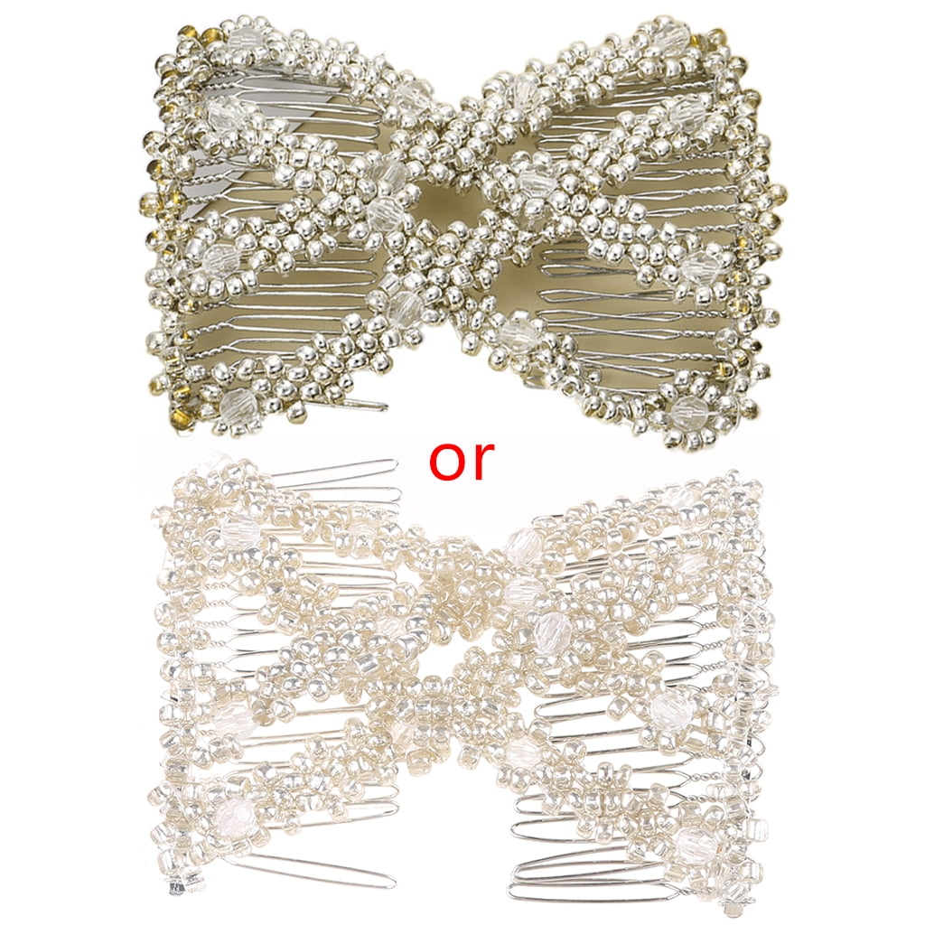 Ywmsfl Women Twist Rhombus Beaded Magic Hair Side Combs Jewelry ...