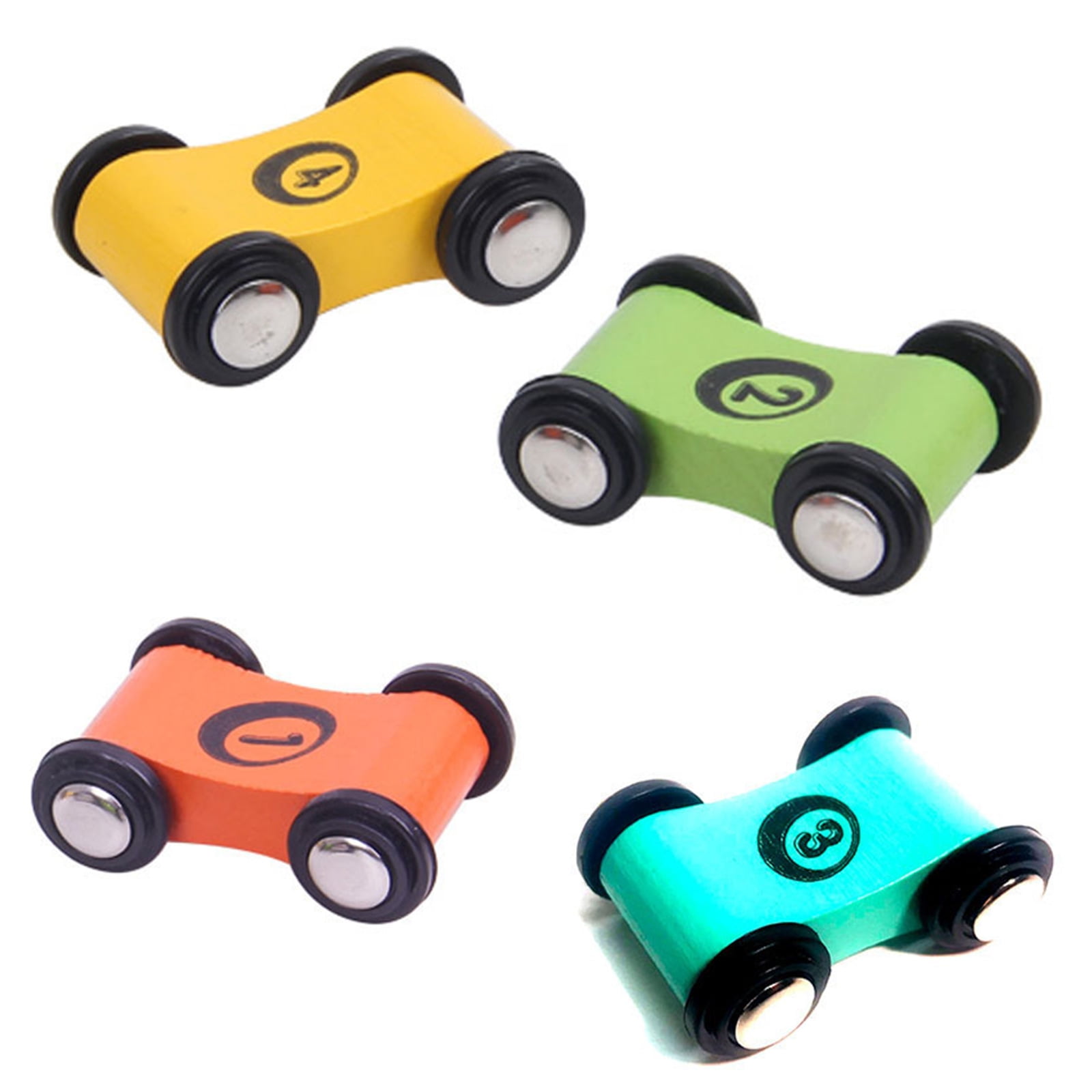 Ywmsfl Wooden Car Toy Track Vehicle Playset 4 Pieces Model Racing Car ...