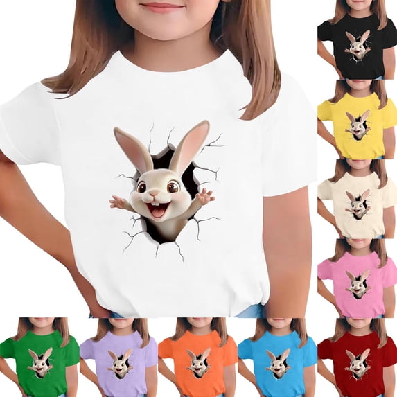 Yxbdin Kids Easter Shirts Cute Bunny Face Shirt Funny Easter Graphic ...