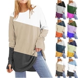 Yxbdin Plus Size Patchwork Long Shirts for Women Elegant Trendy Long ...