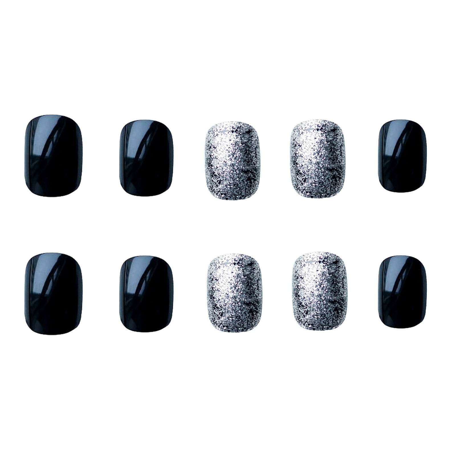 Yxeeychen Sharp Pointed Nails Black Gelnails Medium Long Size Real ...