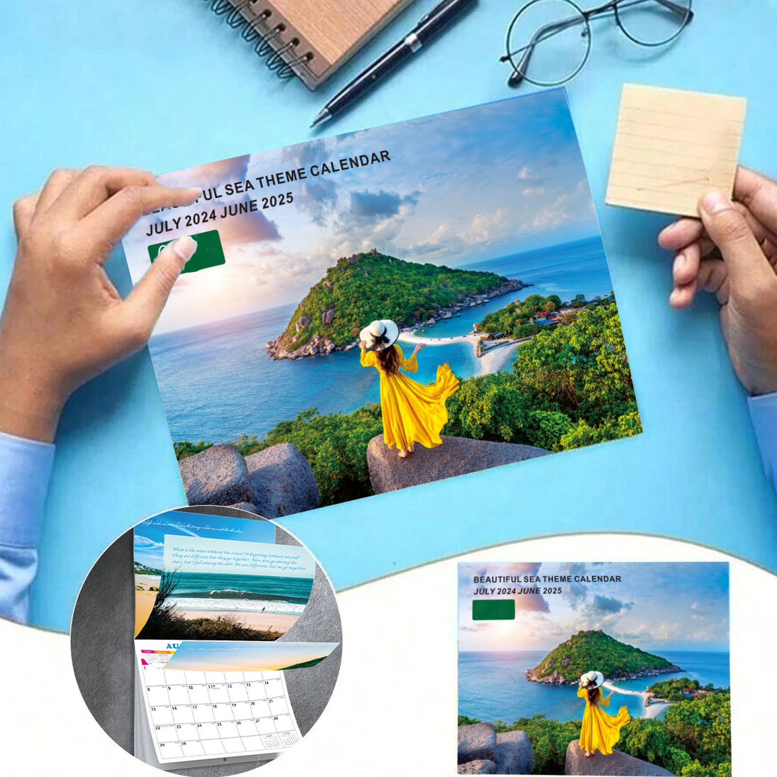 Yxnmud A3 Size July 2024 - Ju Ne 2025 Seascape English Wall Calendar ...