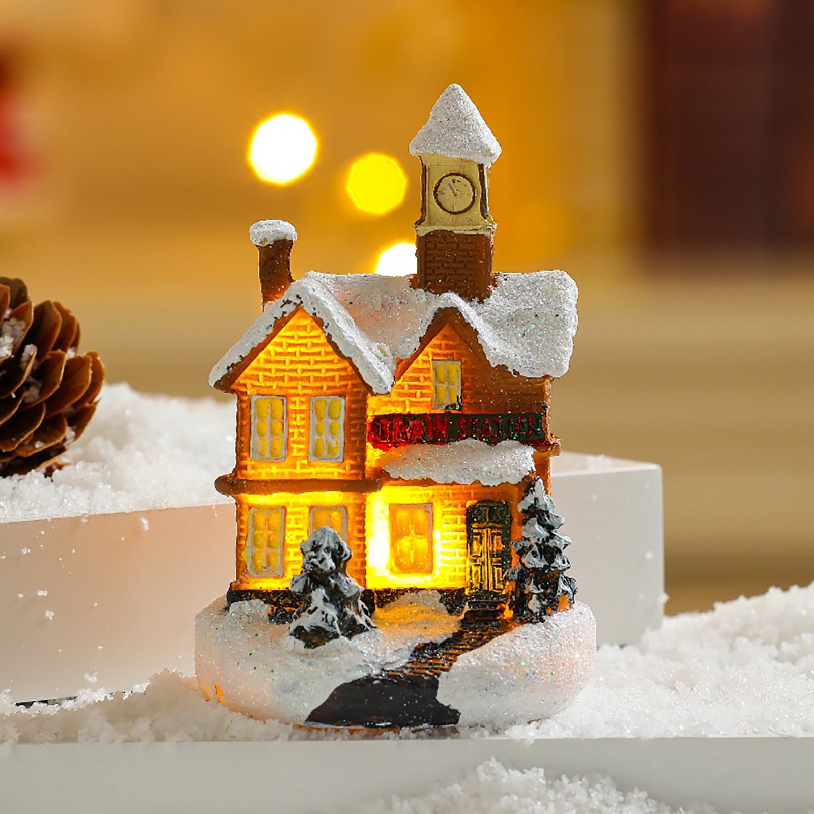 Yyeselk Christmas Glow Decorations, Retro Glow Small Houses, Display ...
