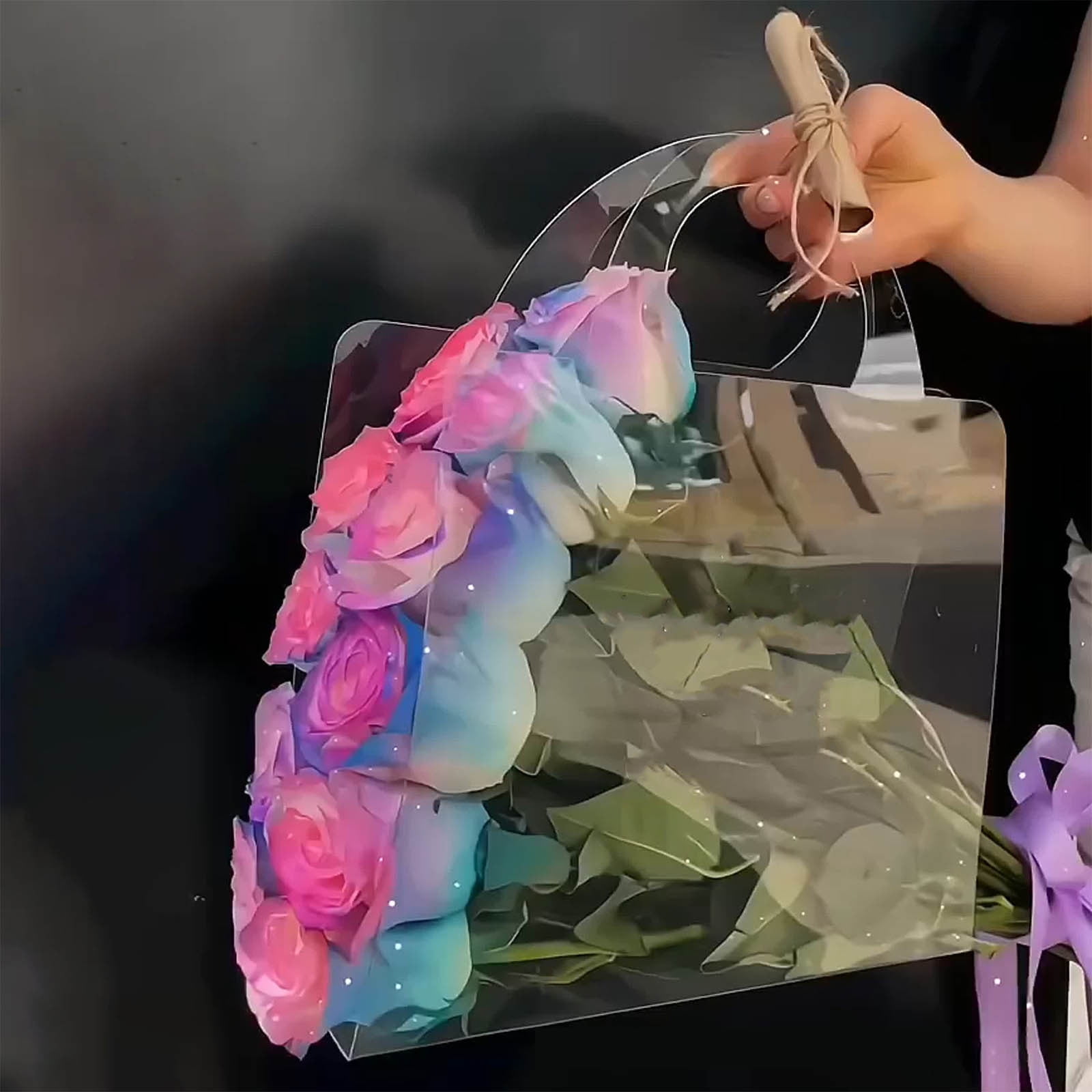 Yyeselk Clear Flower Bouquet Bag with Handle Large Transparent Florist ...