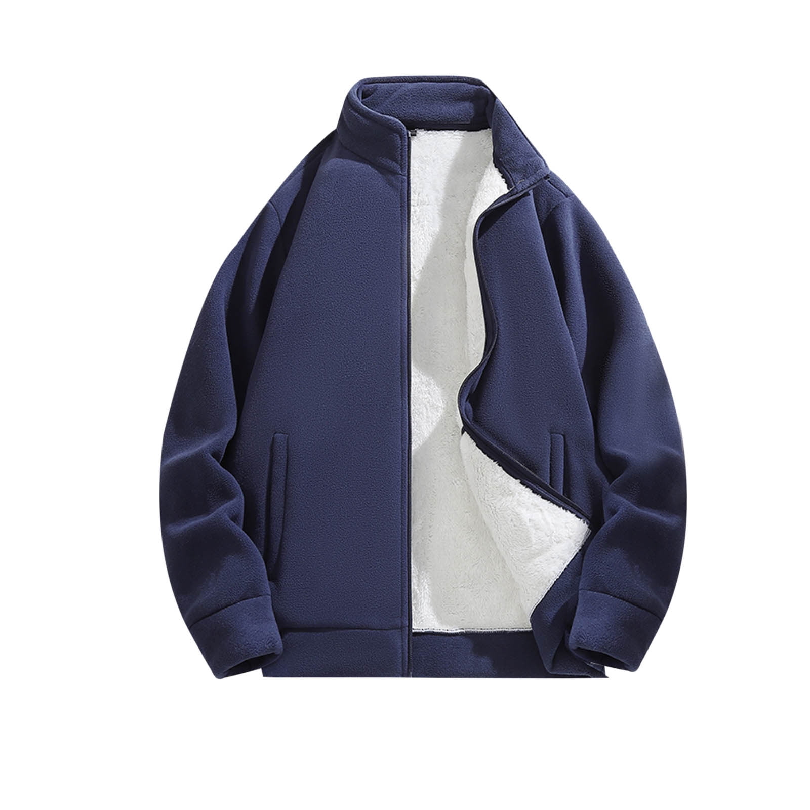 Yyeselk Fleece Jacket for Men Fall Winter Warm Sherpa Lined Zip Up ...