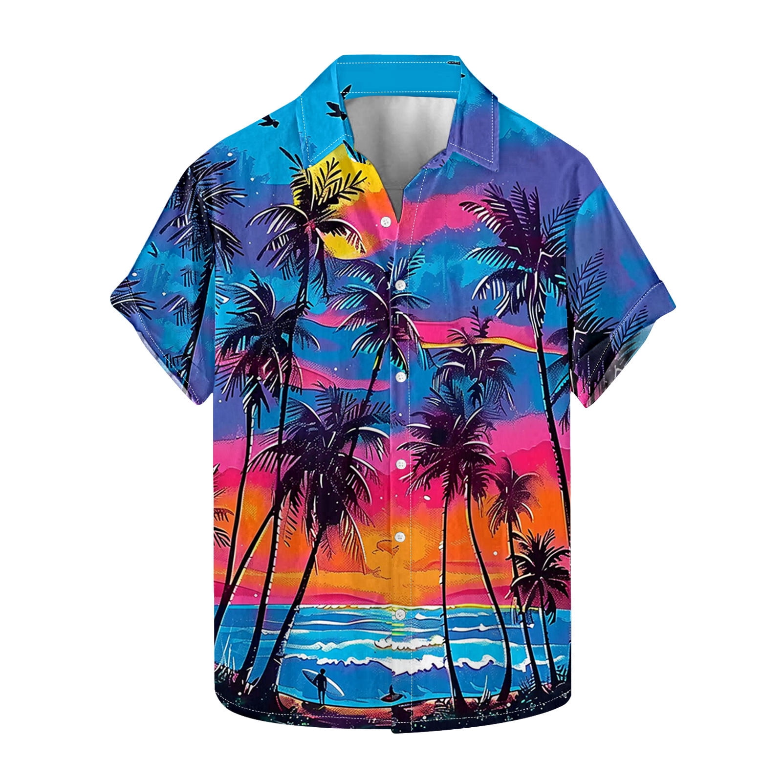 Yyeselk Hawaiian Shirt for Men Casual Short Sleeve Button Up Beach ...