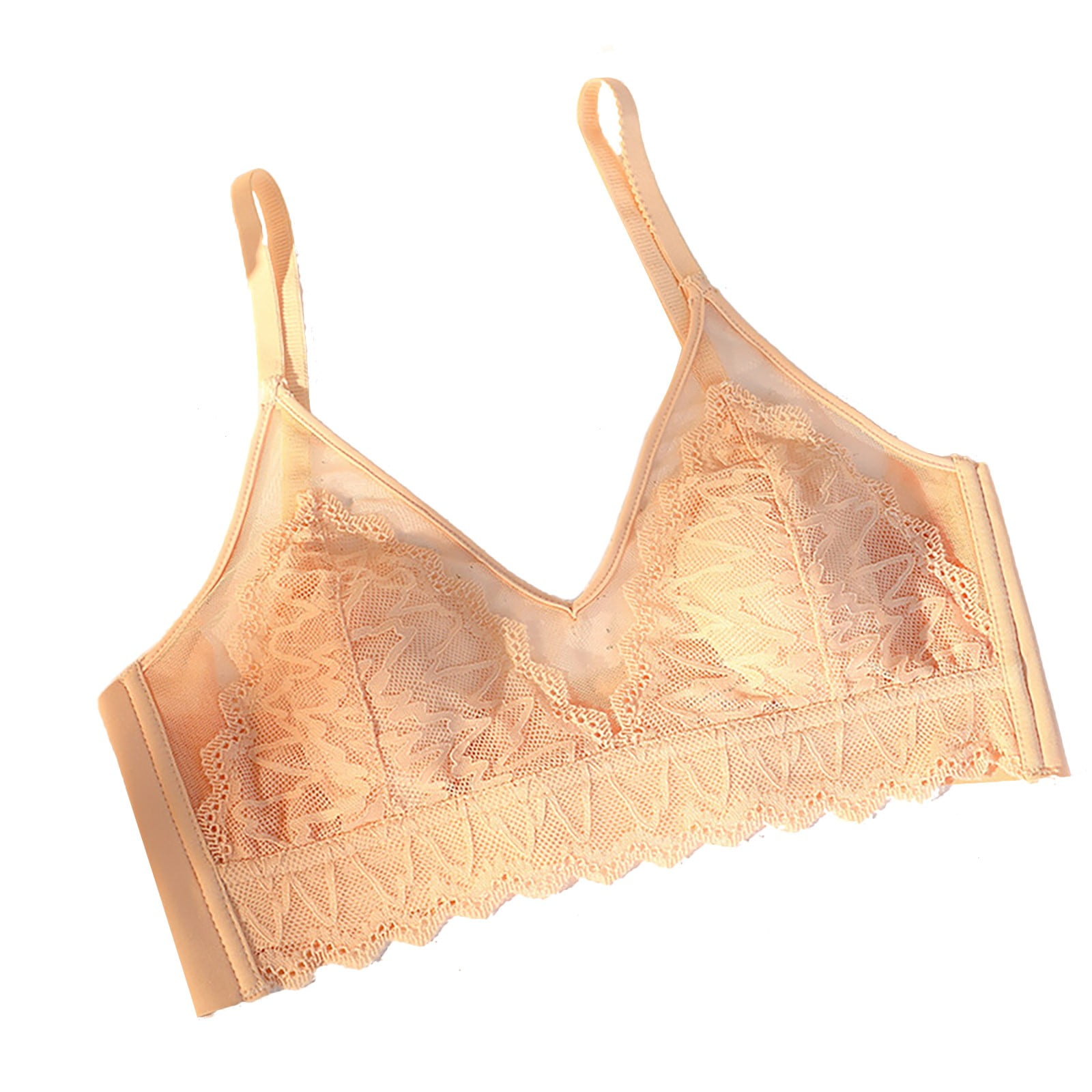 Yyeselk Lace Bra for Women Spaghetti Straps Wireless Bralette Mesh ...