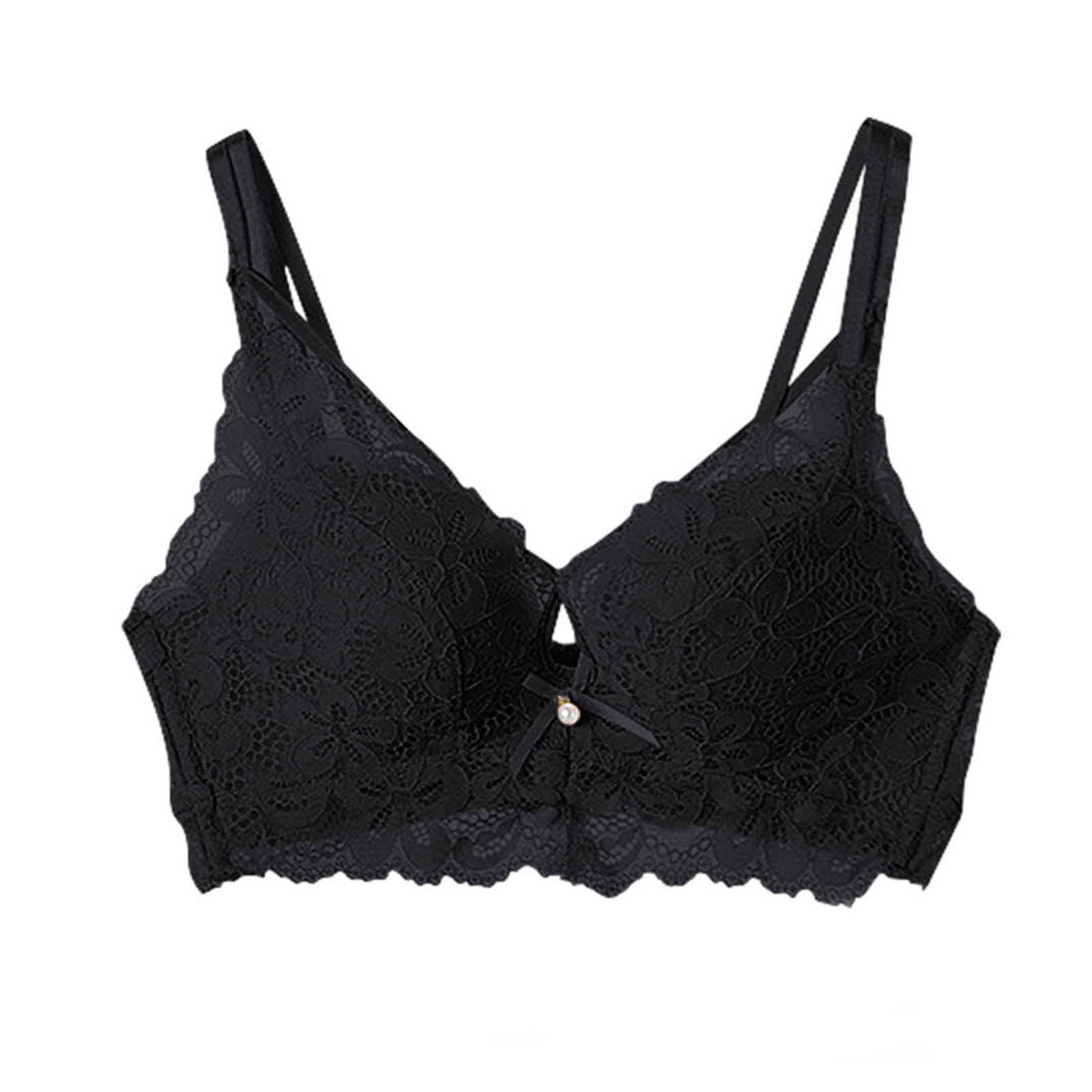 Yyeselk Lace Bra for Women Wireless Push Up Cross Plunge Bra Full ...