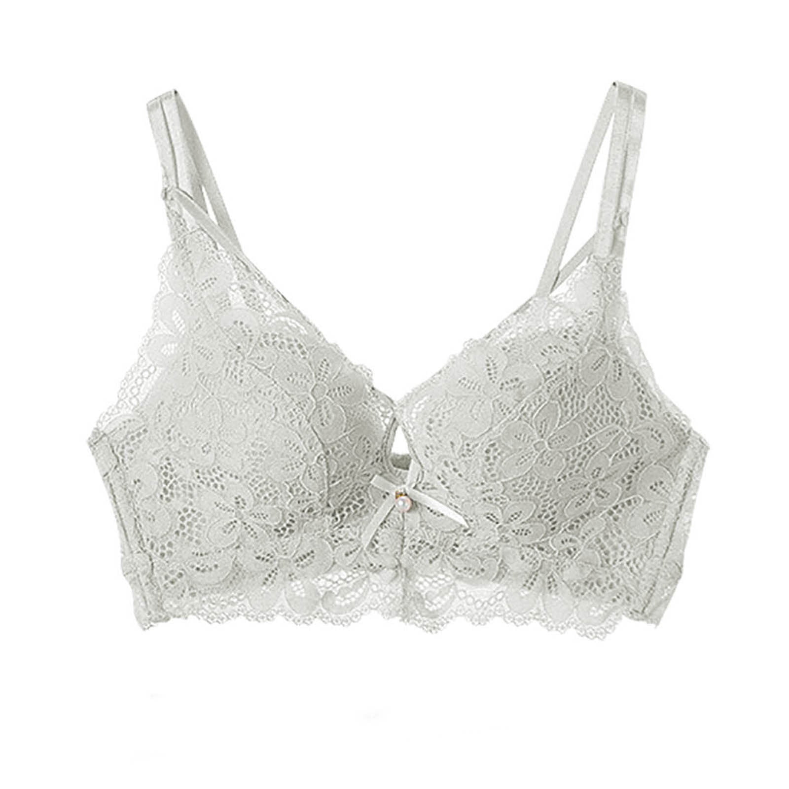 Yyeselk Lace Bra for Women Wireless Push Up Cross Plunge Bra Full ...