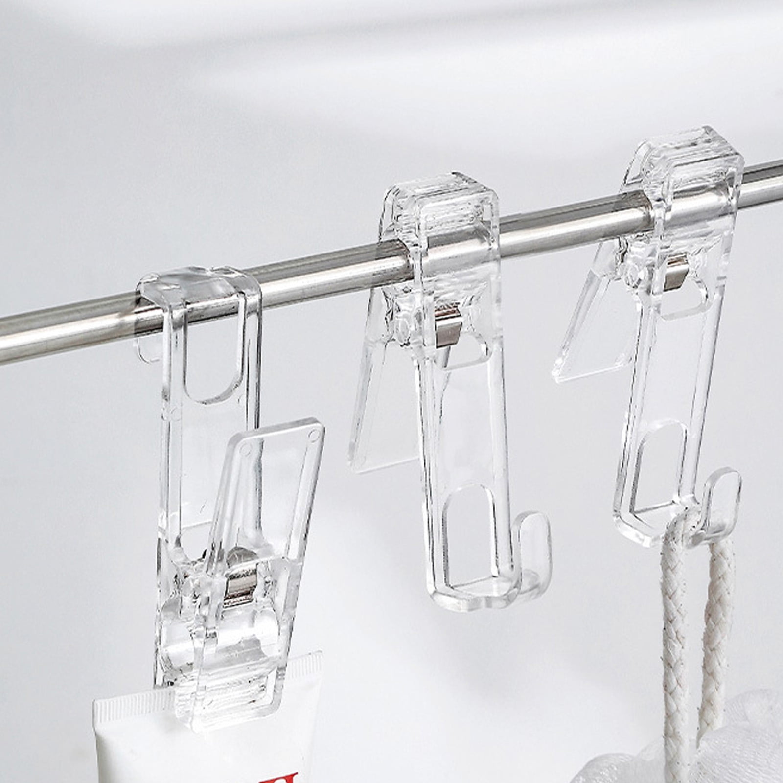 Yyeselk Laundry Hooks with Clips, Plastic Large Laundry Hooks, Curtain ...