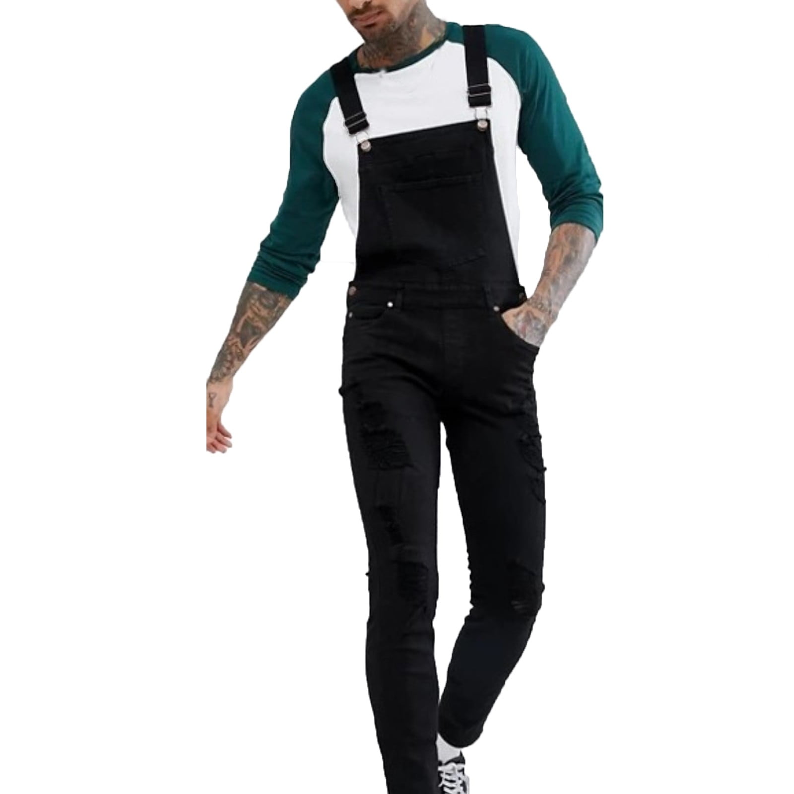 Yyeselk Men's Denim Bib Overalls Workwear with Adjustable Straps ...