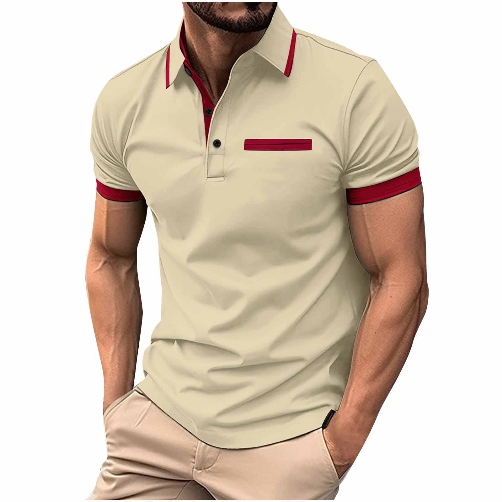 Yyeselk Men's Golf Shirt Classic Casual Collared Color Blocked Buttoned ...