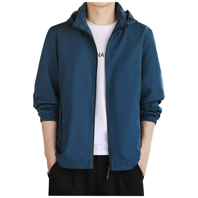 Yyeselk Men's Lightweight Jackets Casual Zip Up Turndown Collar ...