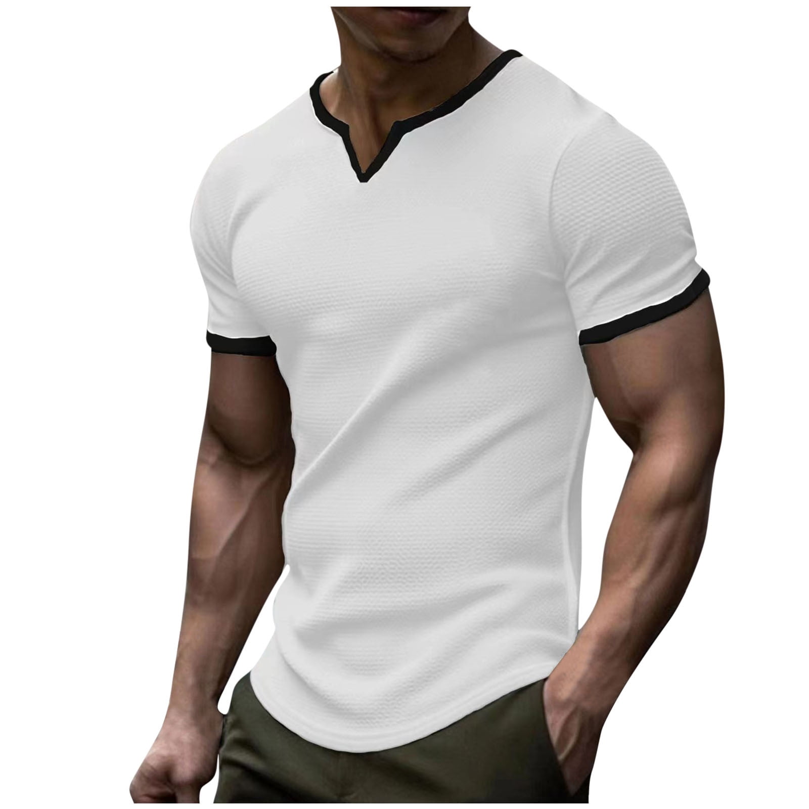 Yyeselk Men's Muscle T-Shirts Slim Fit Waffle Short Sleeve Sports Tops ...