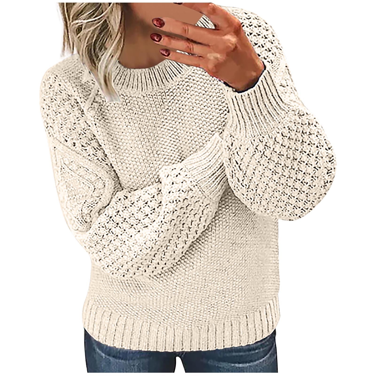 Yyeselk Sweater for Women Fall Winter Long Sleeve Casual Solid Color ...