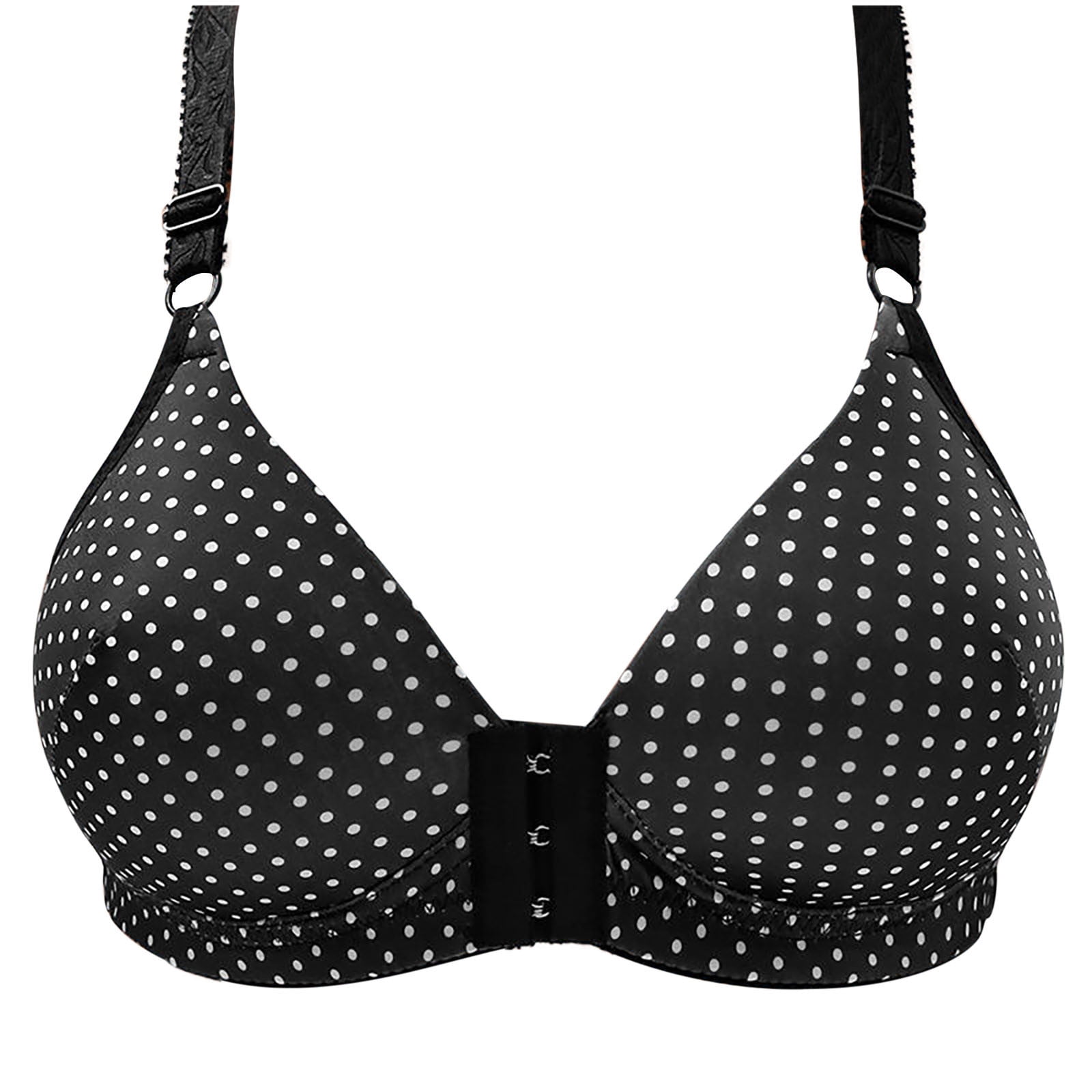 Yyeselk Women's Front Closure Bra Polka Dot Print No Underwire Full Cup ...