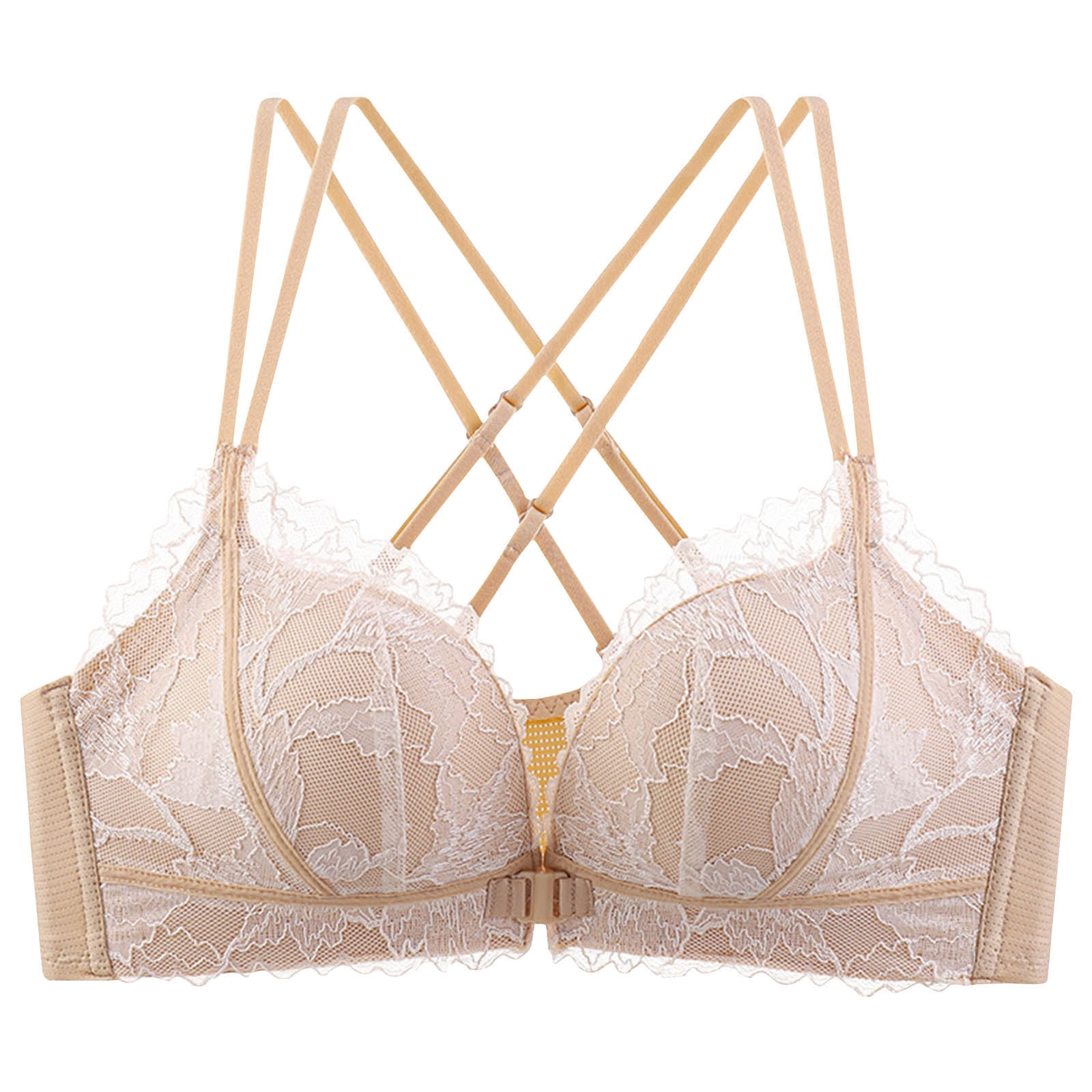 Yyeselk Women's Front Closure Lace Bra Criss Cross Back No Underwire ...
