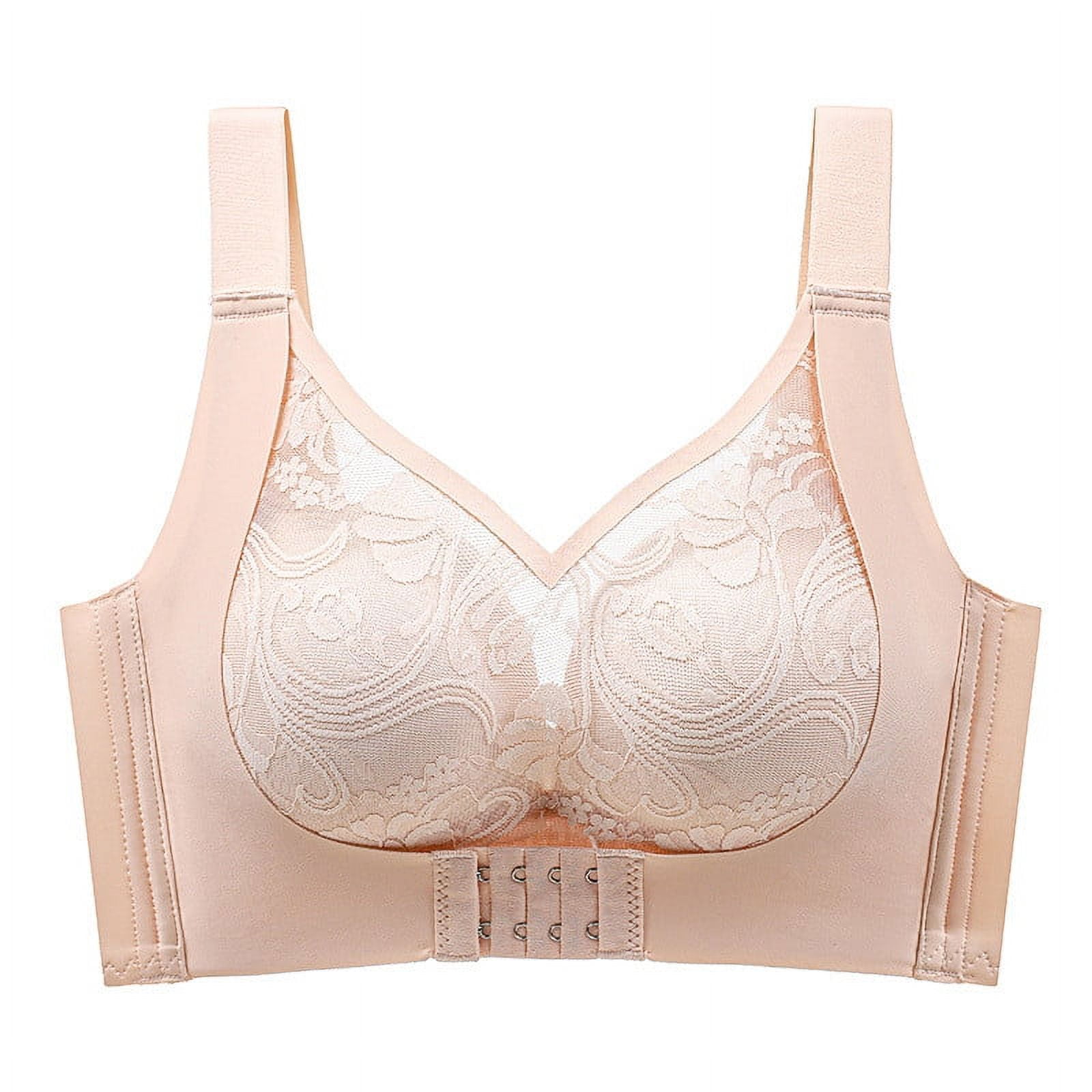 Yyeselk Women's Lace Seamless Front Closure Bra Mesh Light Lined Lift Full Coverage Everyday Bra ...