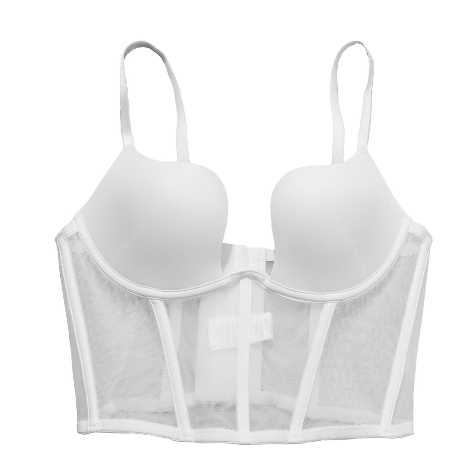 Yyeselk Women's Mesh Bustier Crop Top Push Up Corset Tops Bra Spaghetti ...