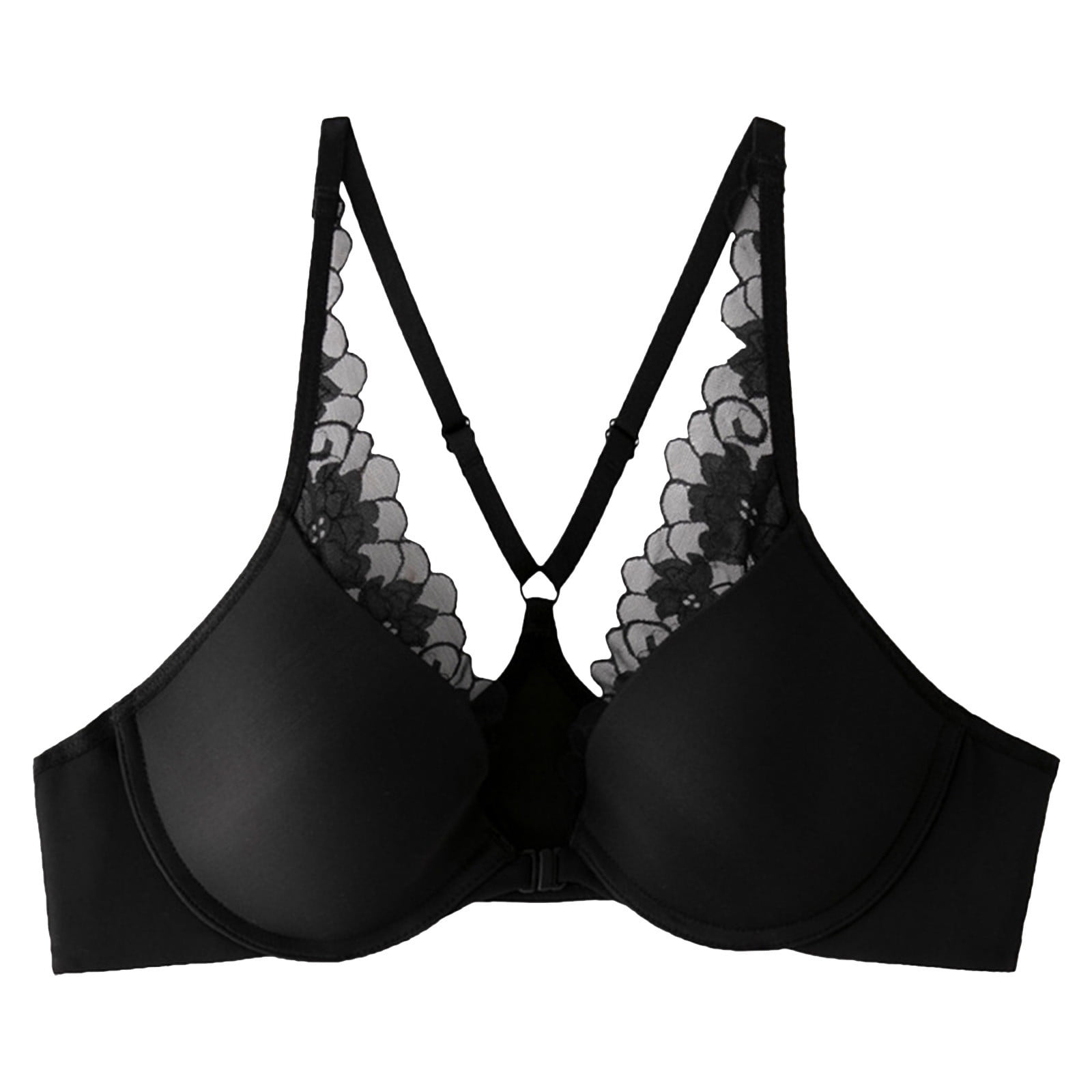 Yyeselk Women's Push Up Front Closure Bra Lace Trim Sexy Plunge Criss ...