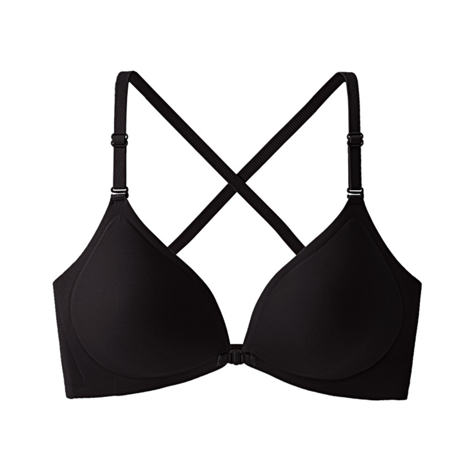 Yyeselk Women's Push Up Front Closure Bra Wireless Seamless Criss-Cross ...