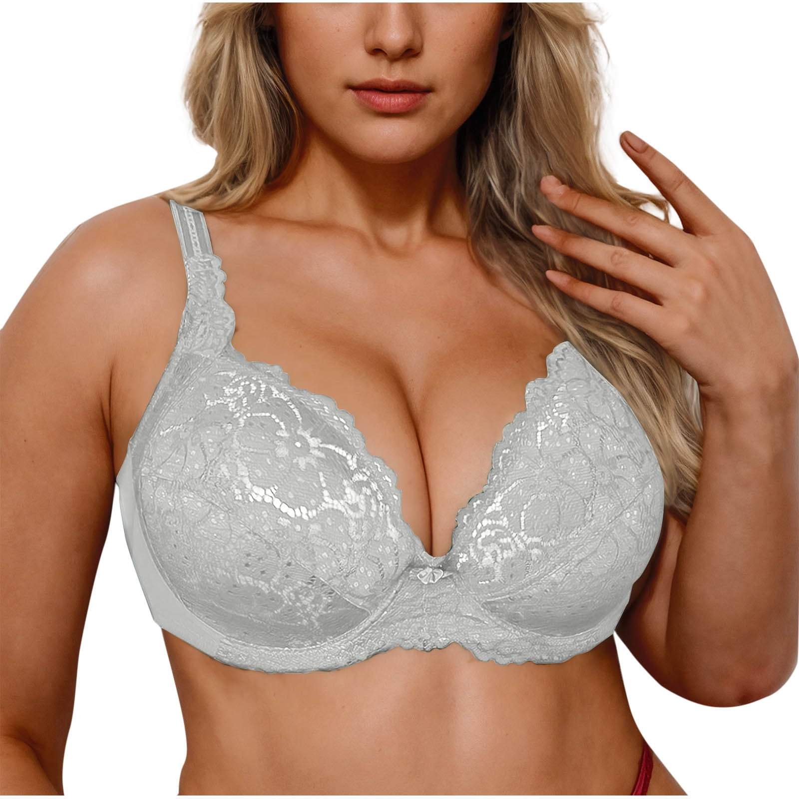 Yyeselk Womens Floral Lace Bra Push Up Underwire Lightweight Comfortable Everyday Bra Full ...