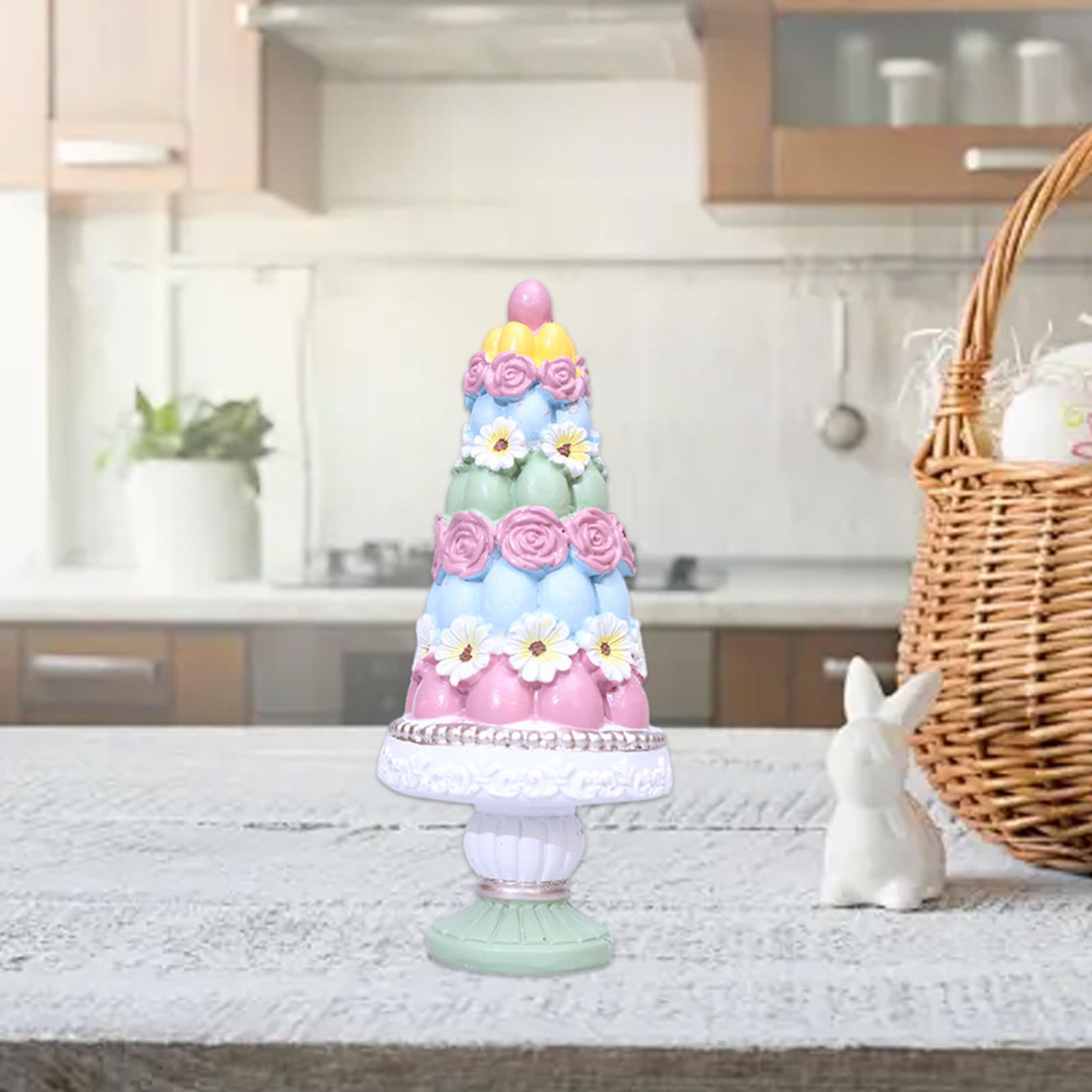 Yyuenw 14 Inch Easter Egg Topiary Tree on Pedestal, Sparkling Easter ...