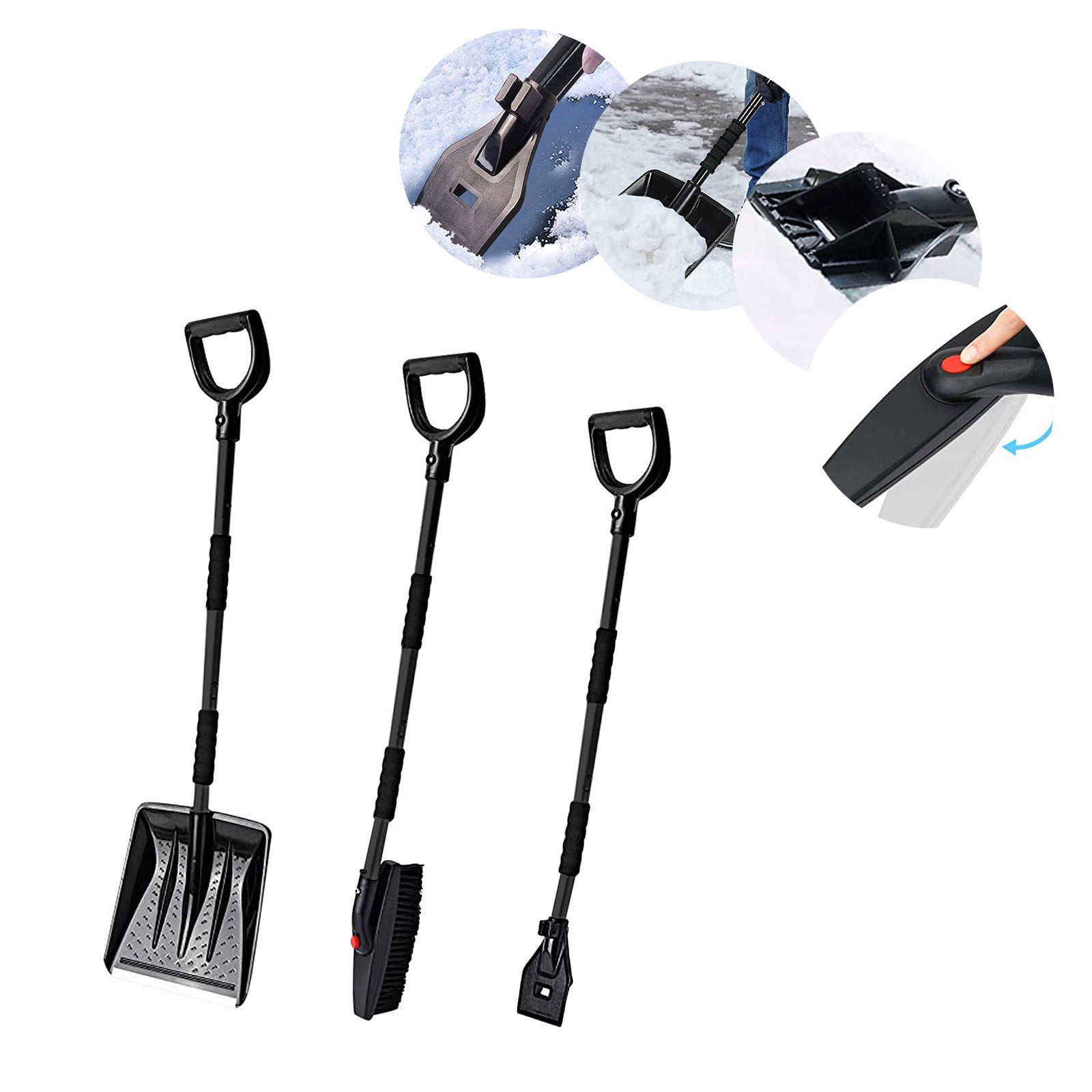 Yyuenw 3-in-1 Stainless Steel Snow Shovel, 43-inch Detachable ...