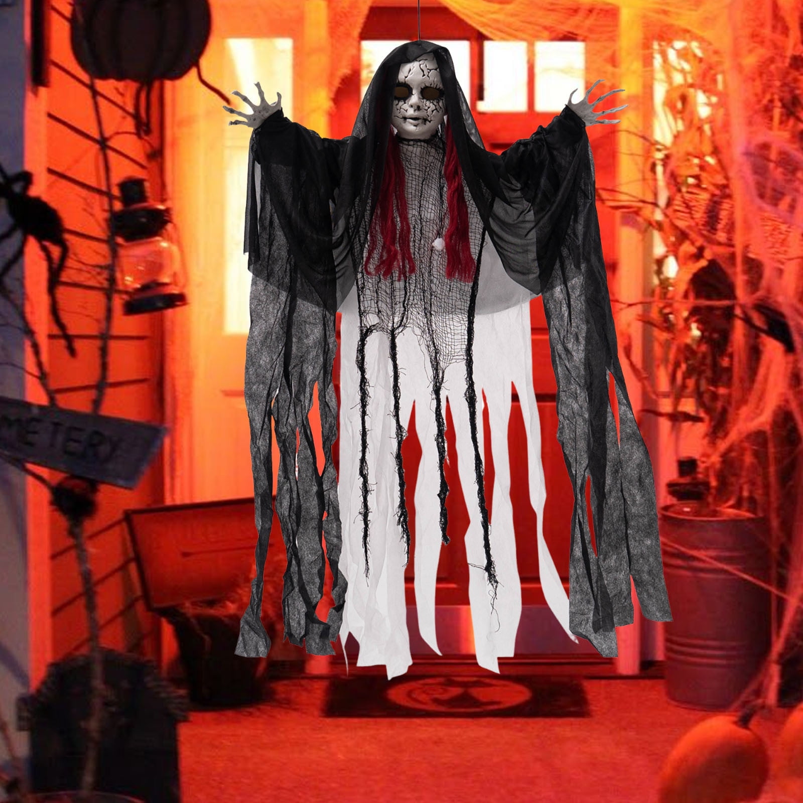 Yyuenw 40 inch Halloween Hanging Skeleton Ghosts, Grim Reaper Swing ...