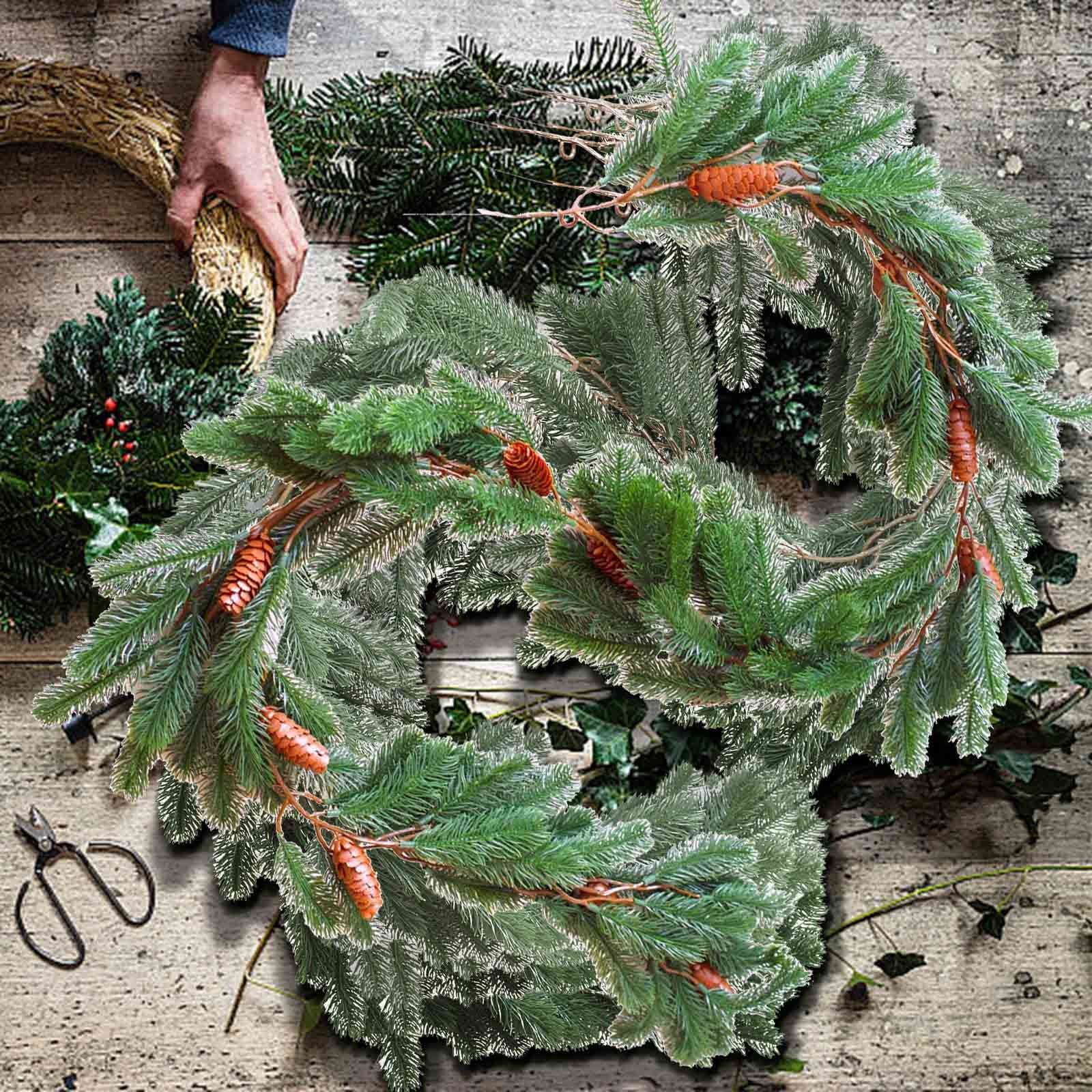 Yyuenw 6.2 Ft Artificial Christmas Spruce Garland with Pine Cones ...