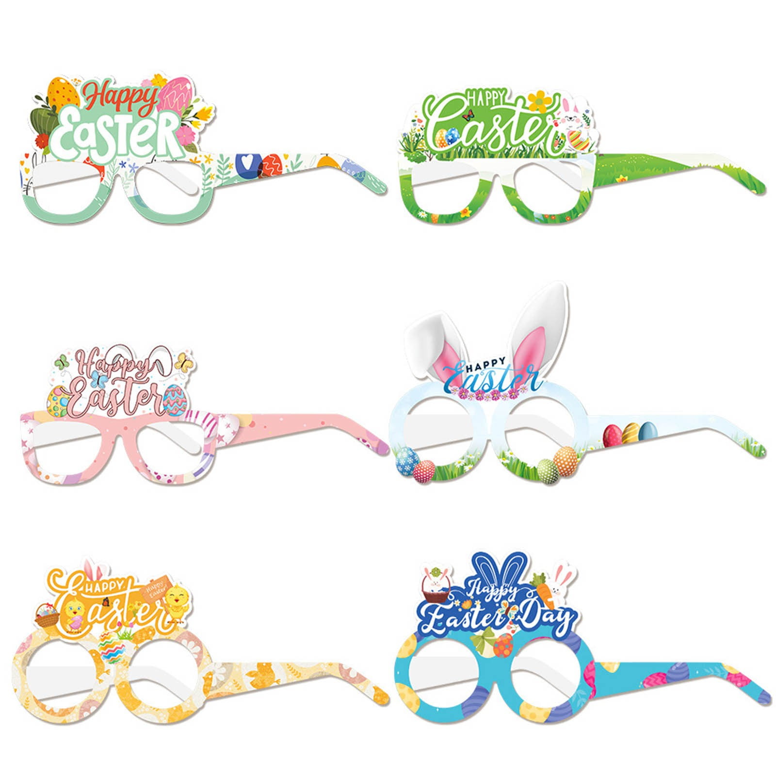 Yyuenw 6 Pcs Easter Glasses Party Decor Happy Easter Paper Glasses ...