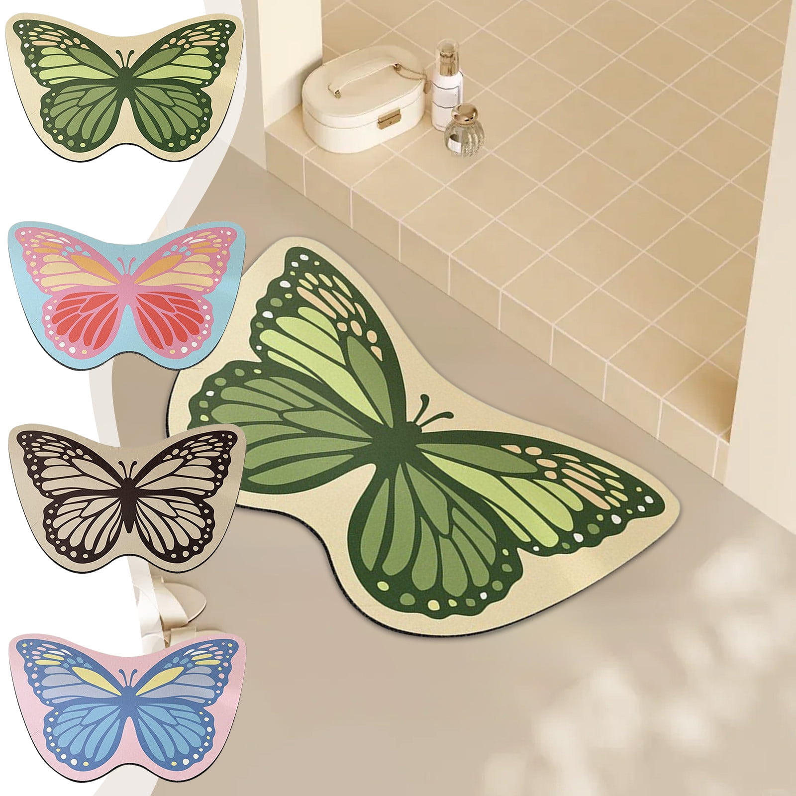 Yyuenw Bath Rug, Butterflies Diatom Bathroom Bathroom Non Slip Wear ...
