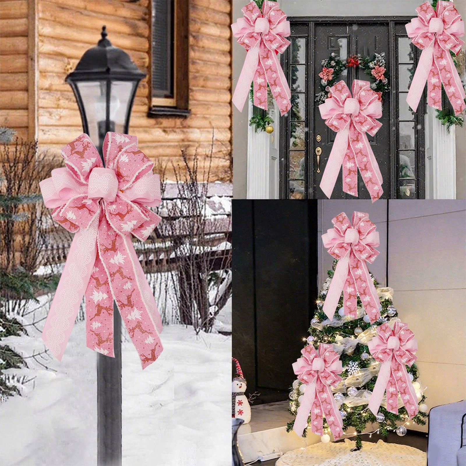 Yyuenw Bows Christmas Decorations, Big Wired Velvet Hanging Bow for ...