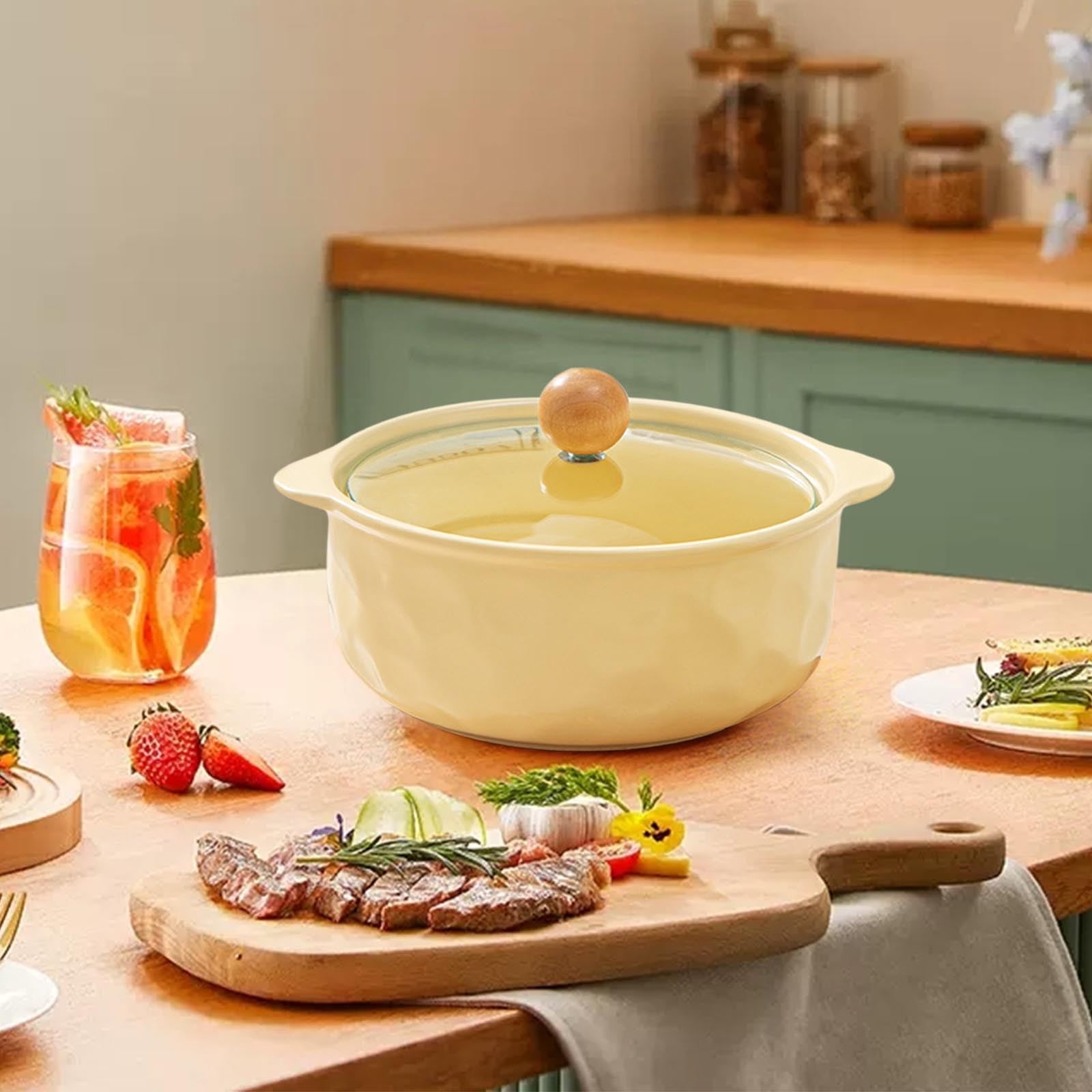 Yyuenw Ceramic Pots, Warm and Natural Style Ceramic Microwaveable ...