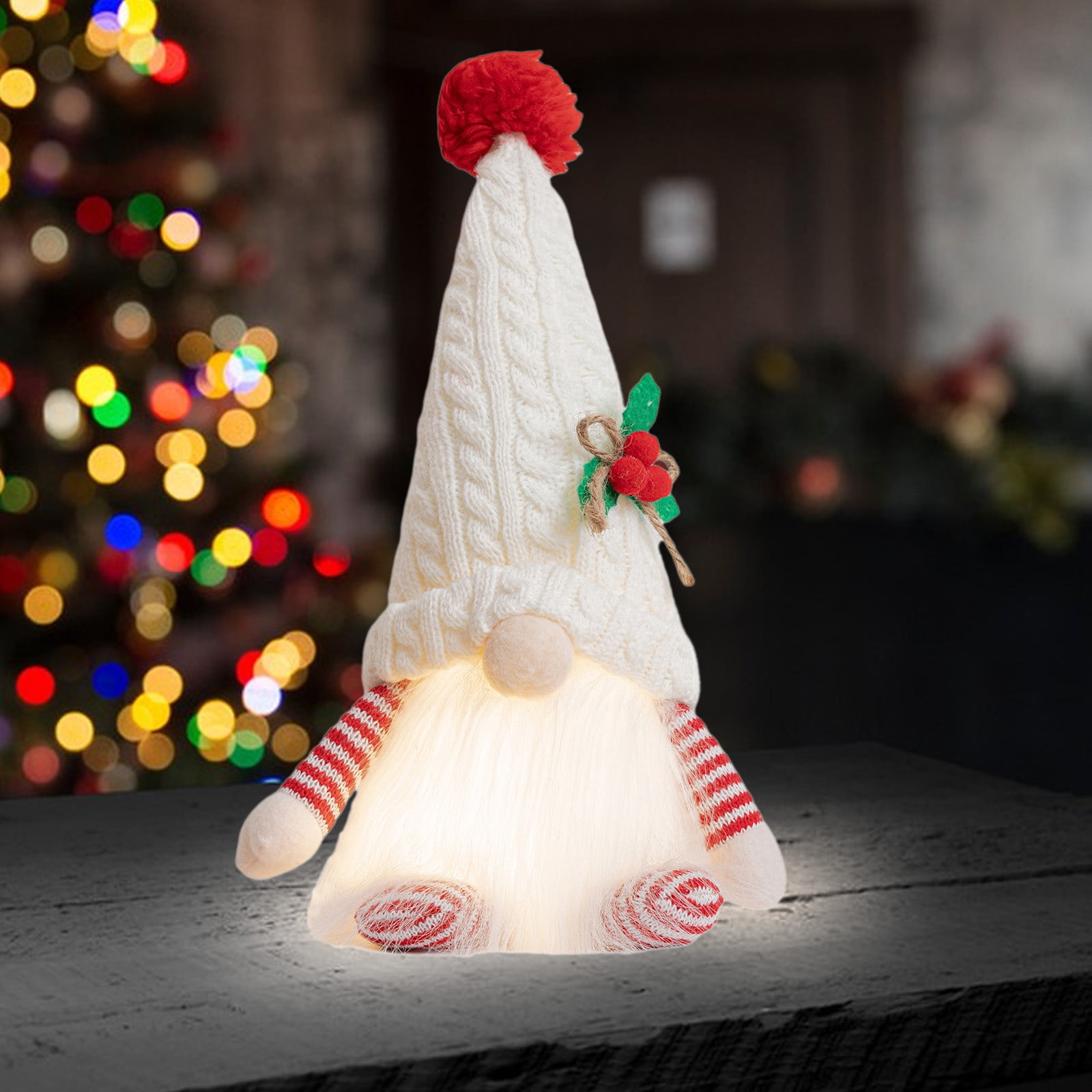 Yyuenw Christmas Plush Toy with LED Light Lighted Christmas Table ...