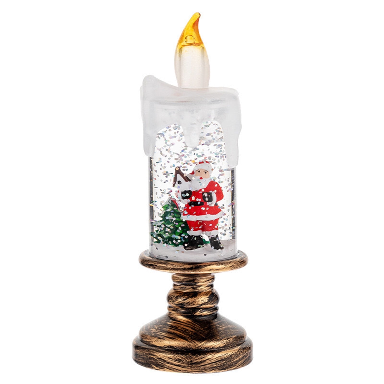 Yyuenw Christmas Snow Globe Candle Battery Operated Lighted Flameless ...