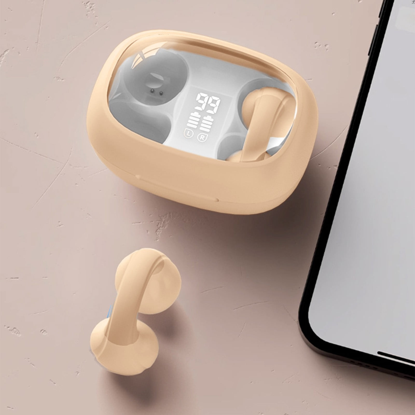 Yyuenw Clip on Earbuds Open Ear Wireless Bluetooth Earbuds Stereo ...