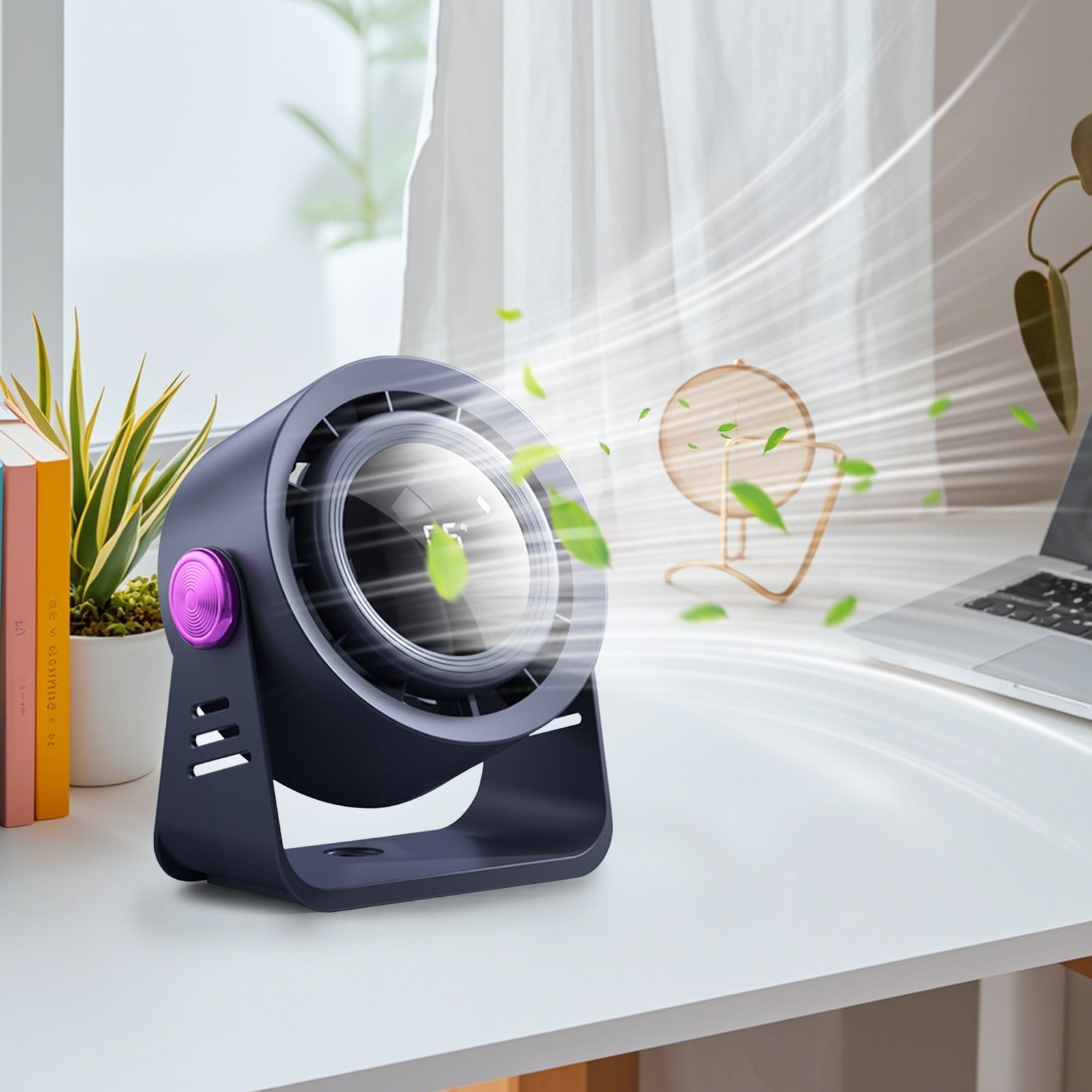 Yyuenw Desk Fan, 5-Speed Quiet Strong Airflow Battery Operated Table ...