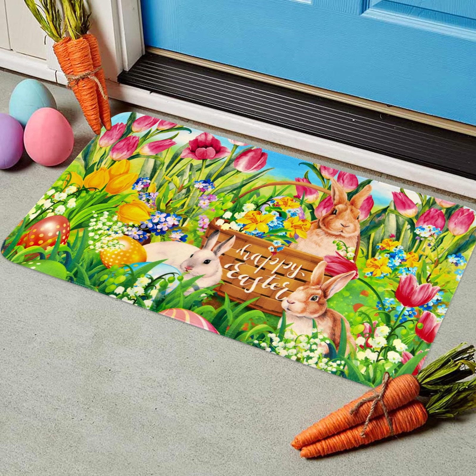 Up to 65 off!Yyuenw Easter Bunny Dish Drying Mat, Tulip Flowers Rabbit ...