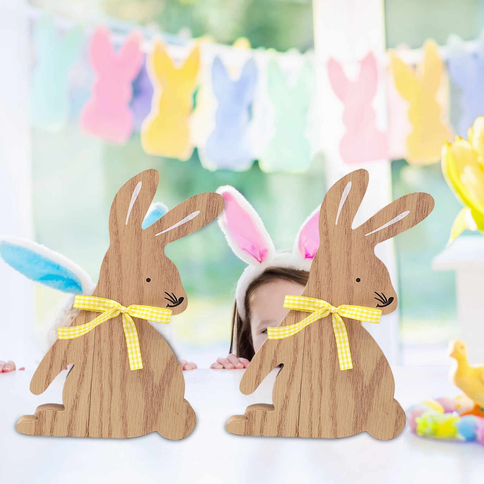 Yyuenw Easter Ornament Wooden Bunny Ornament For Easter Festive ...