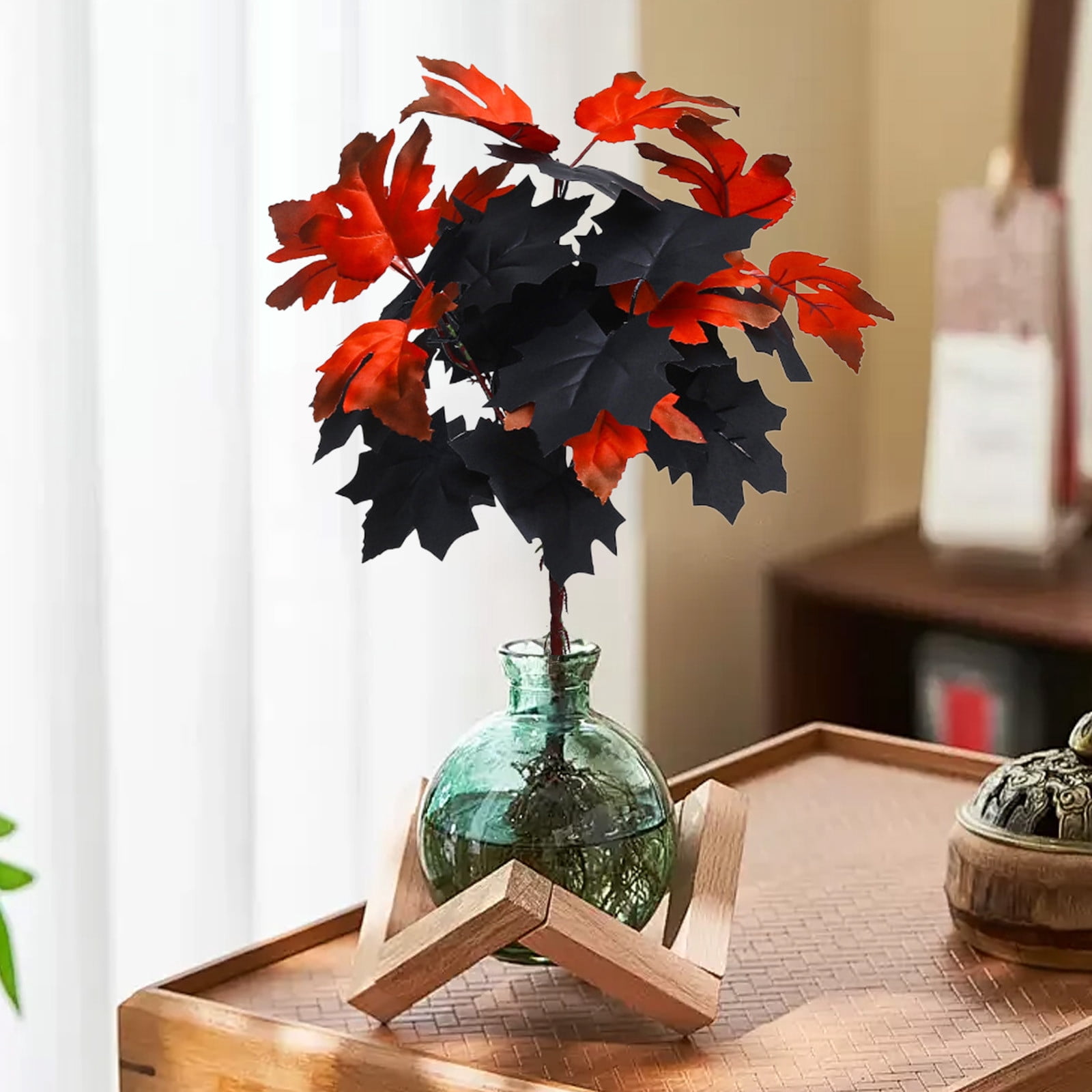 Yyuenw Fall Stems Maple Leaves Branches Fake Fall Maple Shrubs Faux ...