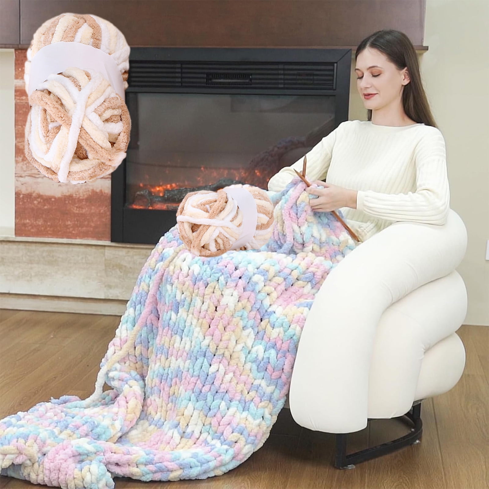 Yyuenw Fluffy Jumbo Chenille Chunky Yarn for Crocheting Bulky Thick ...