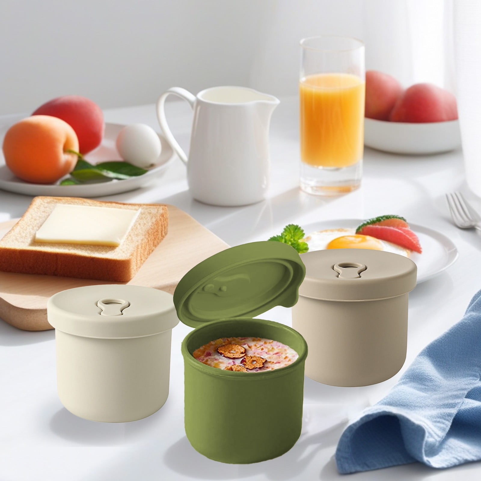 Yyuenw Food-Grade Silicone Lunch Box, Microwave-Safe Bowl, Home ...