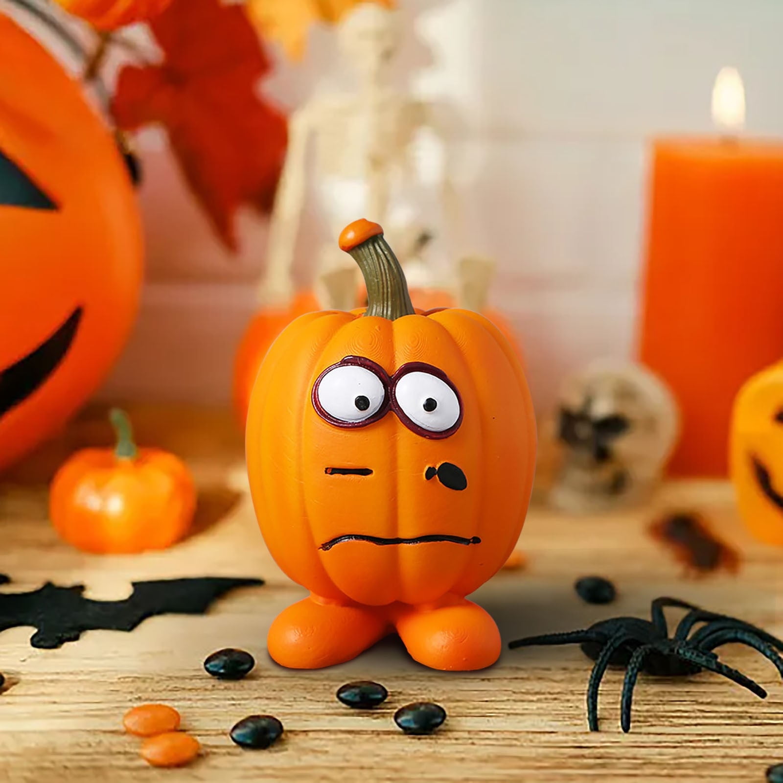 Clearance Under $5!Yyuenw Halloween Miniature Pumpkin Figurines Mini ...