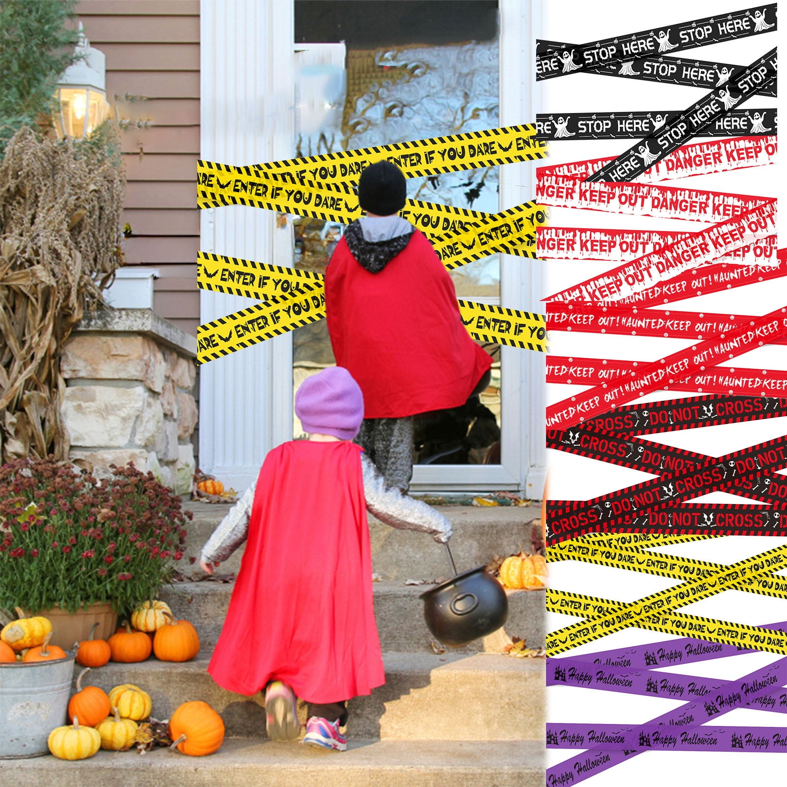 Yyuenw Halloween Tape Door Decorations,Halloween Isolation Warnings ...